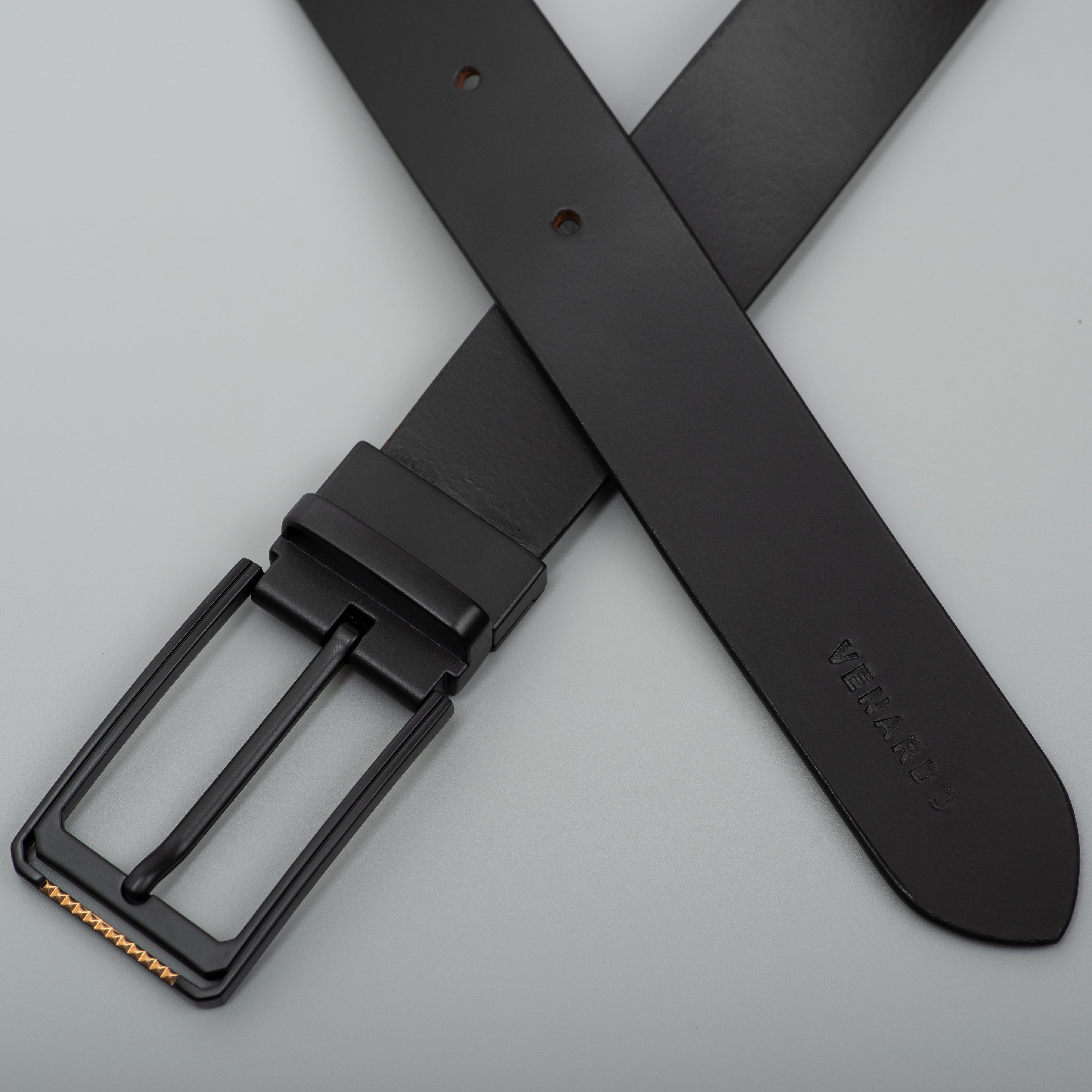Men Tarzo Formal Matt black Buckle Genuine Leather Belt – Venardo